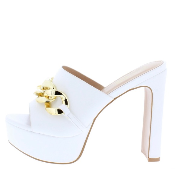 Shoes | Gold Chain White Platform Mules | Poshmark
